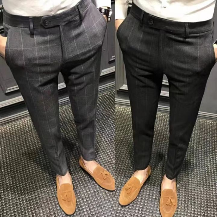 Korean Ankle Cut Plaid Trouser Pants for Men | Lazada PH