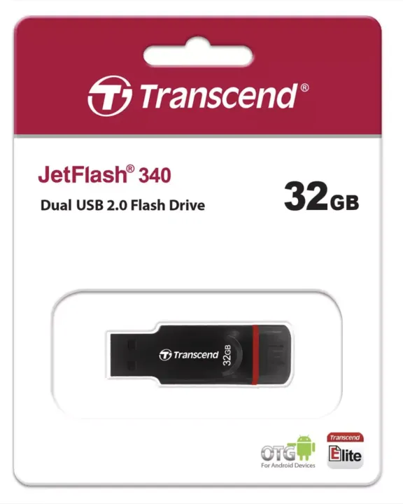 Transcend 32GB JetFlash340 JF340 340 Dual USB 2.0 Flash Drive OTG For ...