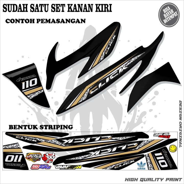 striping sticker variasi vario 110 karbu old lama/cw motif gold simpel ...
