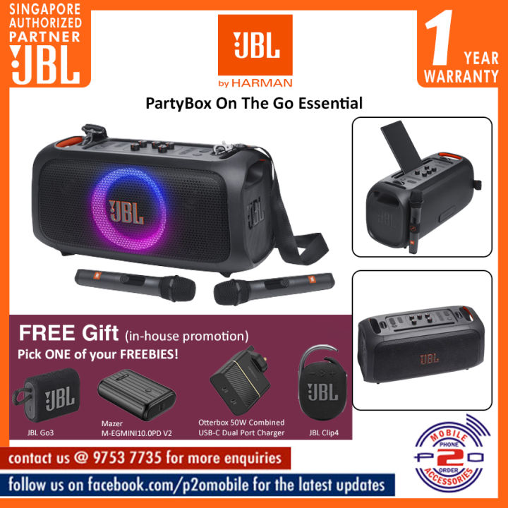 JBL PartyBox On The Go Essential Portable Party Speaker include two Wireless Microphone | Lazada ...