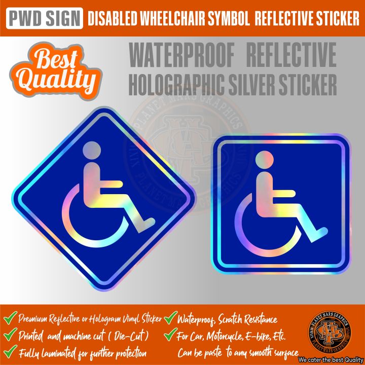 Disabled Wheelchair PWD Symbol Sticker BLUE Handicapped for Car Window ...