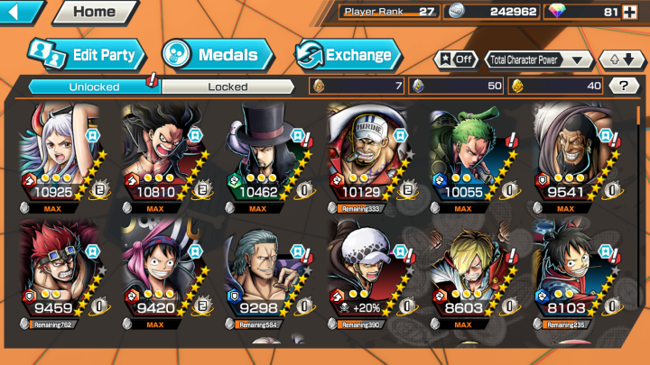 AKUN ONE PIECE BOUNTY RUSH OPBR SHANKS ROGER LUFFY YAMATO KAIDO JEKI ZORO ODEN BIGMOM ZORO ...