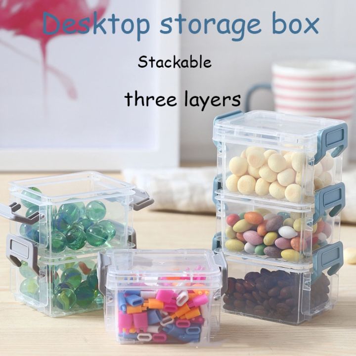Upgrade Thicken 3pcs Cute Mini Stackable Storage Box Multi-layer ...