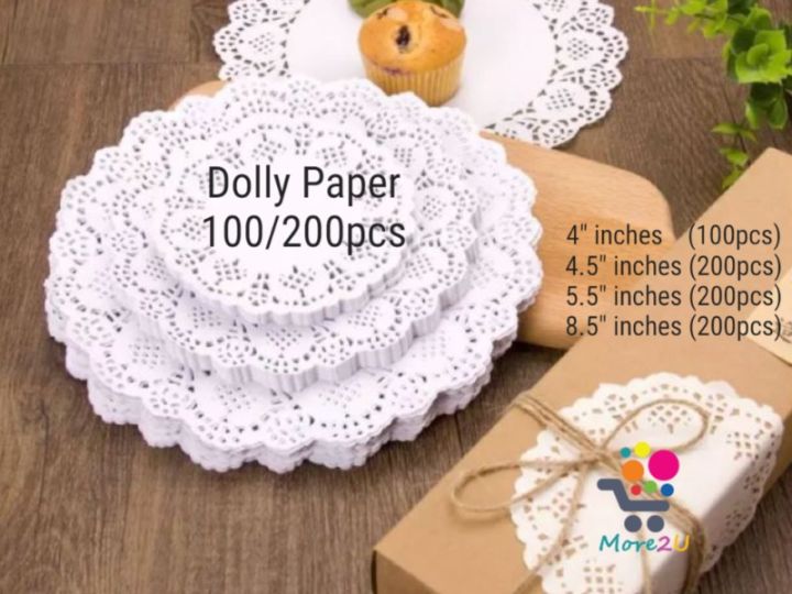 [100/200pcs] Kertas Dollies / White Dolly Paper 3.5"/4.5"/5.5"/8.5 ...
