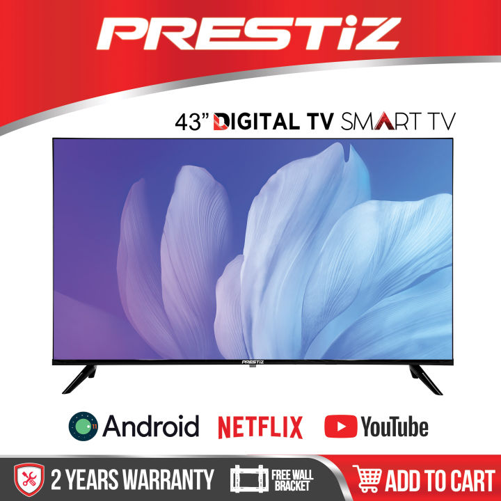 PRESTIZ 43" Smart Android 11 Digital TV With Free Wall Bracket Remote ...