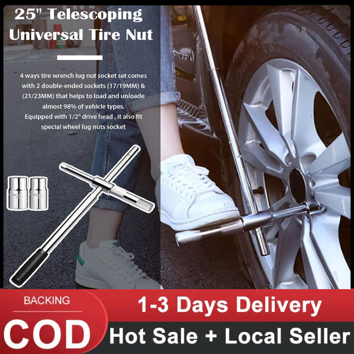Telescoping Lug Wrench 4-Way Universal Tire Nut Wrench Car Wheel Wrench ... Telescoping Lug Wrench 4-Way Universal Tire Nut Wrench Car Wheel Wrench ...