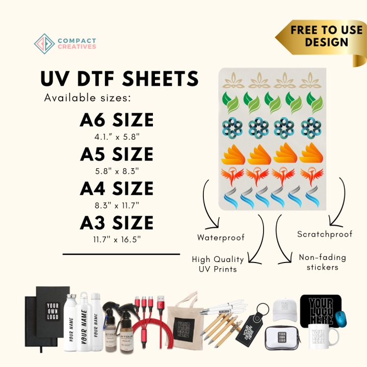 UV DTF FILM | Available in A6, A5, A4, A3 Sizes | Customized Design ...