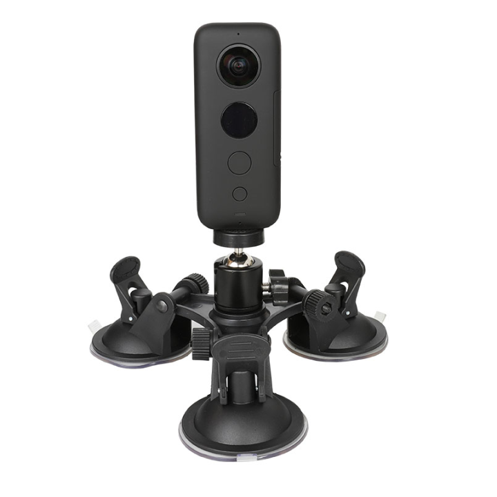 Triple Suction Cup Mount 1/4 Threaded Head 360 Degree Tripod Ball Head ...