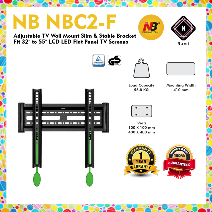 NB North Bayou NBC2-F Adjustable TV Wall Mount Slim & Stable Bracket ...