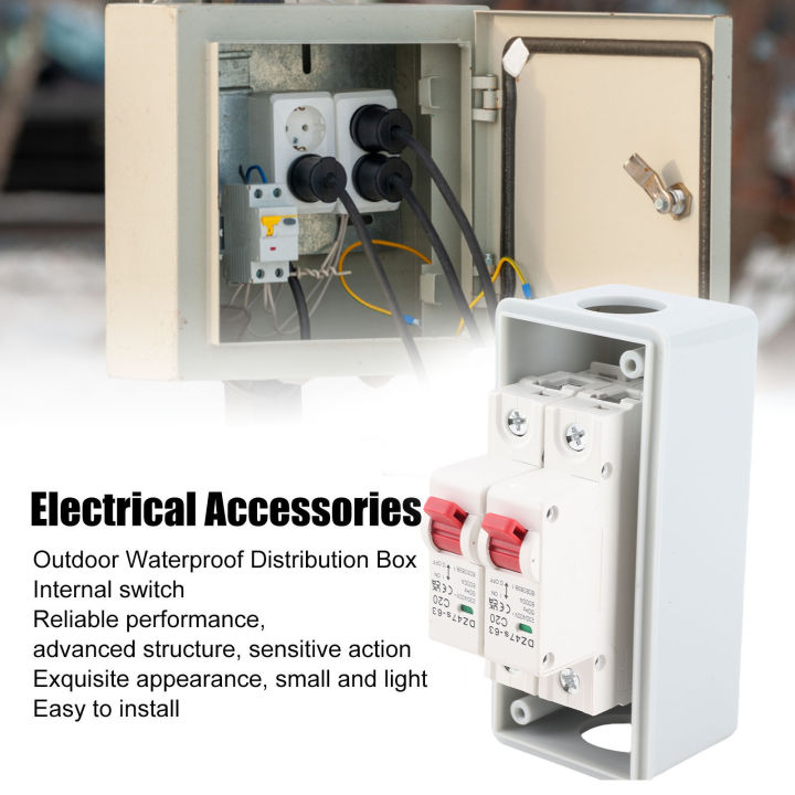 IP65 Distribution Box 2-Way MCB Circuit Breaker Box Transparent Cover Outdoor DIN Rail Mountable ...