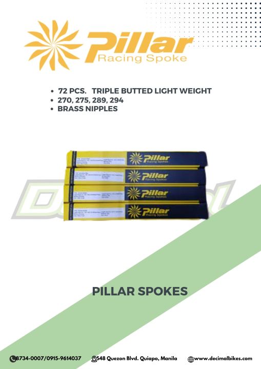 Pillar Racing Spokes with BRASS nipples 72 pcs ORIGINAL made in Taiwan ...