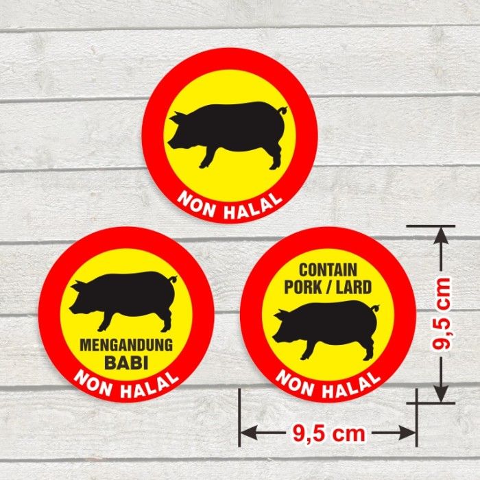 Stiker Sign Non Halal Sticker Contain Pork Lard Mengandung Babi 9,5 cm ...