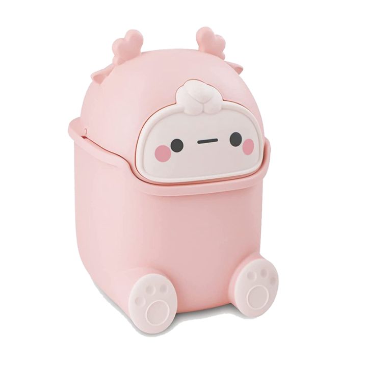 Mini Trash Can with Lid, Cute Flip Desktop Trash Cans, Plastic Animal ...