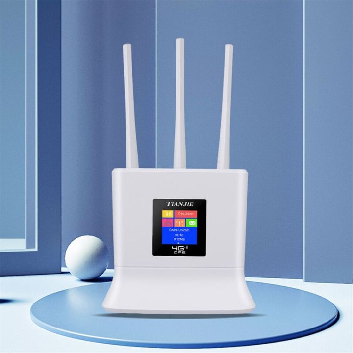 TIANJIE Wireless Router LTE CPE 4G SIM Card Modem Unlocked Hotspot CAT4 Routers with Display ...
