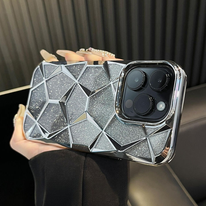 CSCR Luxury Electroplated 3D Rhombic Phone Cases For iPhone 11 12 13 14 ...