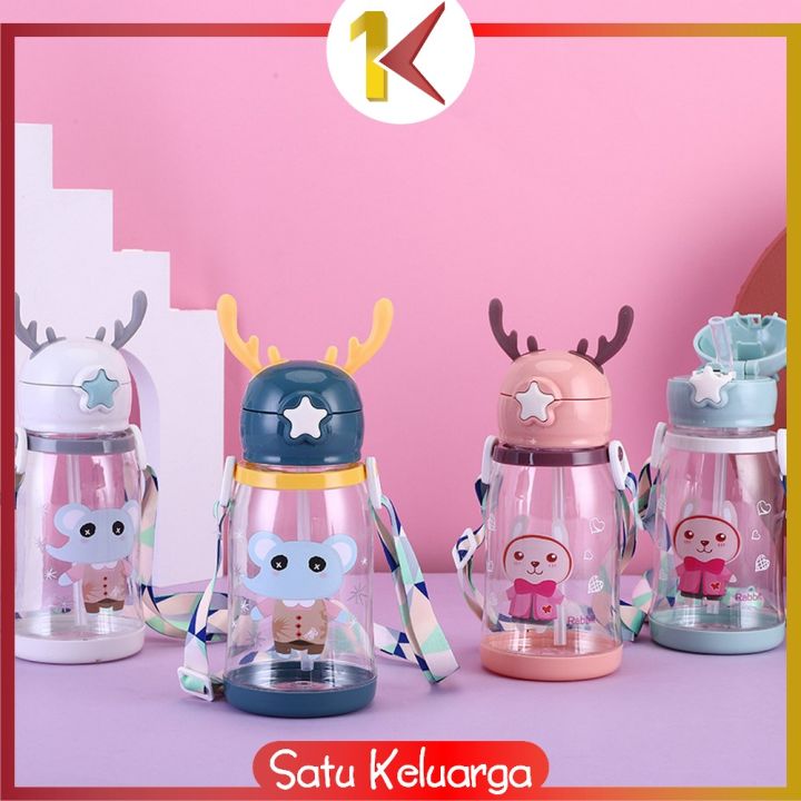 SK-C302 Botol Air Minum Anak Sedotan 610ml Model Tanduk Rusa Lucu / Botol Minum Anak BPA FREE ...