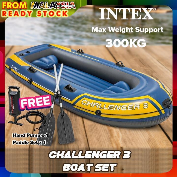 INTEX 68370 Challenger 3 Boat Set Inflatable Boat Fishing Boat PVC ...
