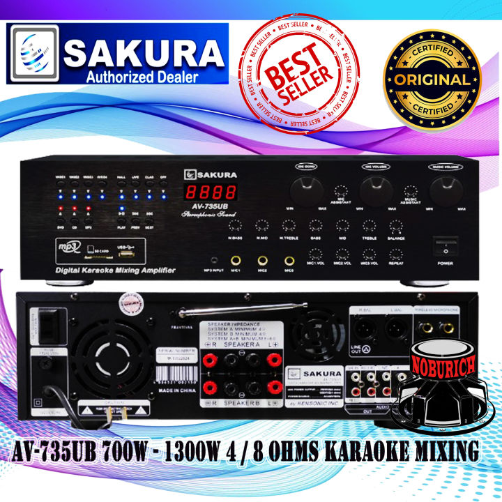 SAKURA AV-735UB 700W - 1300W 4 / 8 Ohms Karaoke Mixing Professional Amplifier Audio PRO Home ...