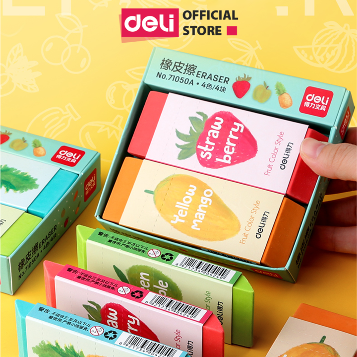 Gôm Tẩy siêu to, ít vụn Deli hình vẽ hoa quả - Tẩy bút chì - văn phòng ...