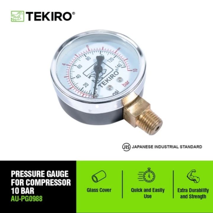 ATU|MK030 - Pressure Gauge 10 bar TEKIRO Manometer Ukuran Tekanan Angin ...