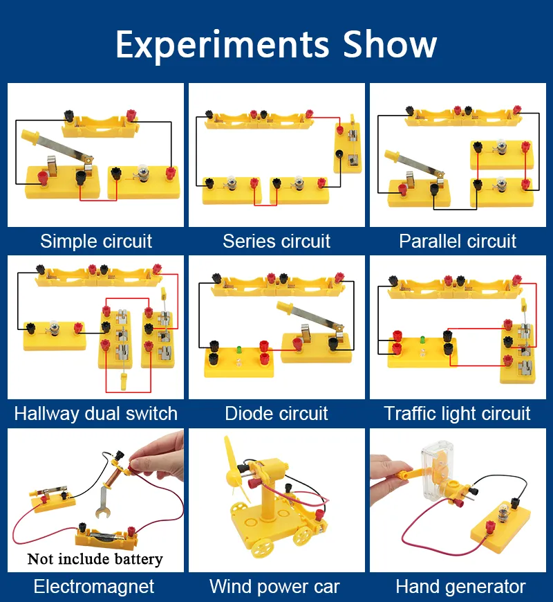 9 Physics Electrical Experiments Set Student Electric Circuit Kit Lab ...