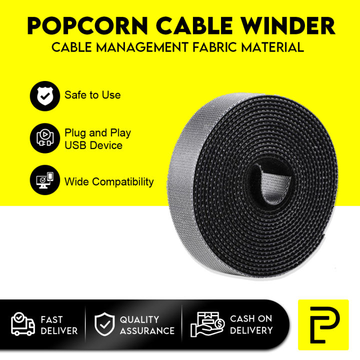 Popcorn Cable Organizer Wire Winder Management Sleeve Nylon Tie Tape ...