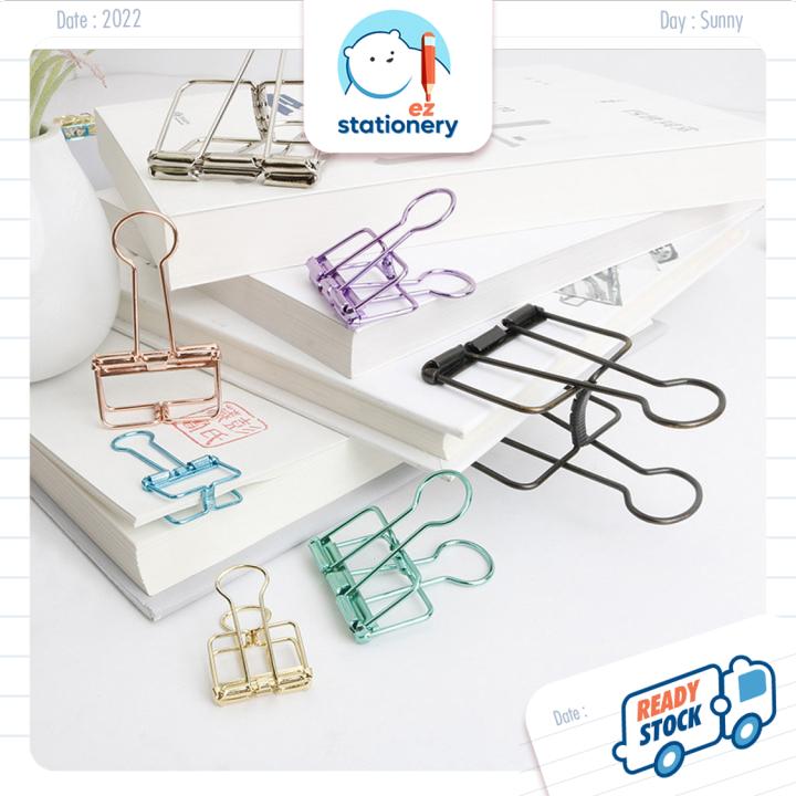 🇲🇾 Ready Stock Colorful Hollow Long Tail Paper Clip Metal Binder Clip ...