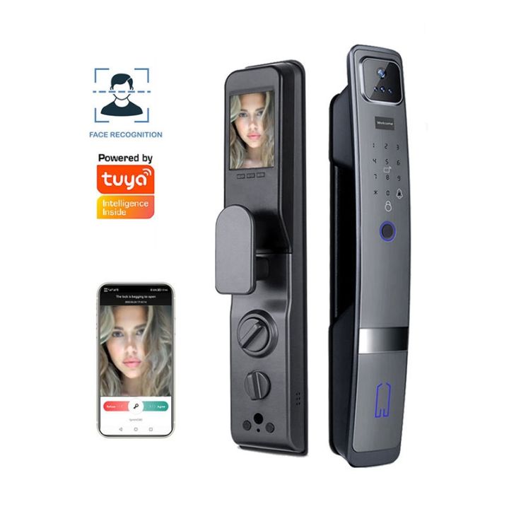 【YF】 WiFi Tuya 3D Face Recognition Smart Door Lock with Camera Cerradura Biometric Fingerprint ...