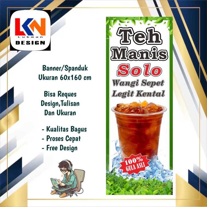 spanduk banner berdiri es teh solo | Lazada Indonesia
