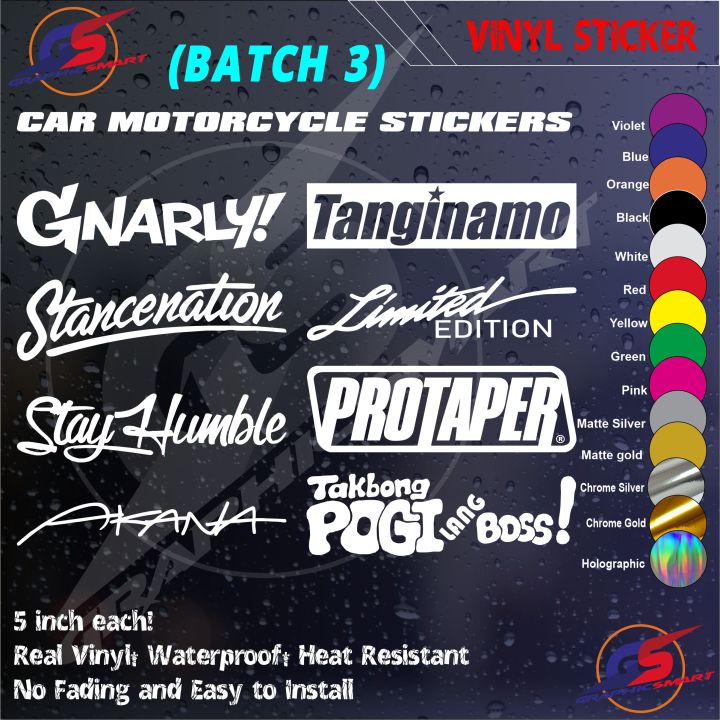 BATCH 3 Motorcycle & Car Sticker Decals Vinyl High Adhesive Weather ...