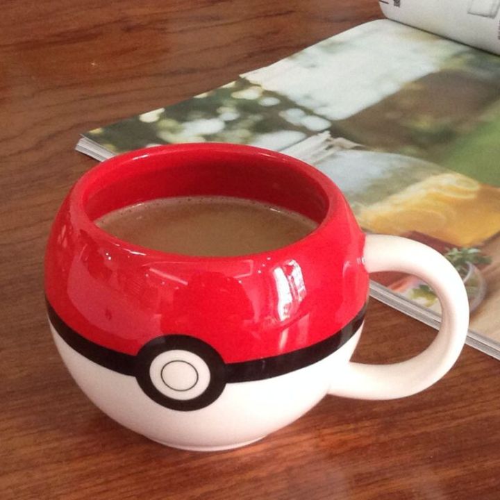 Cartoon Anime Cup Pokemon Ball Red White Black Ceramic Water Cup Pocket ...