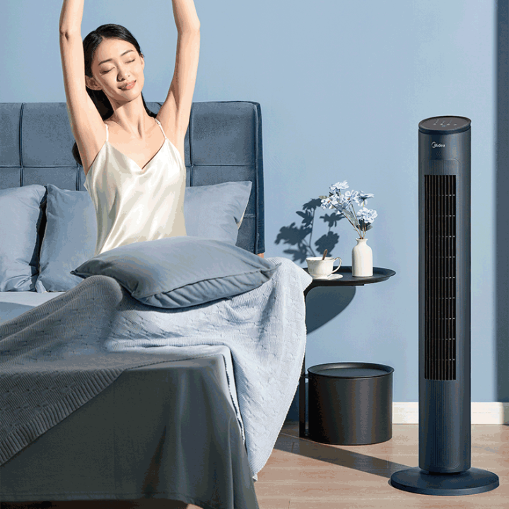 Midea Electric Fan Household Tower Fan Floor Fan Remote Control Fan Shaking Head Anion Bladeless ...