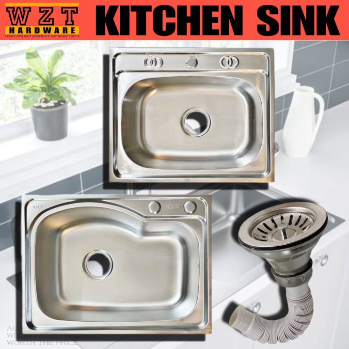 High Quality SUS 304 Stainless Steel Kitchen Sink Single Bowl with Free ...