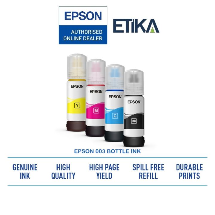 Epson 003 Bottle Ink Black, C, M, Y For Printer L3110 L3150 L5190 L1110 ...