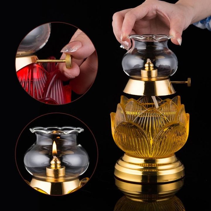 Crystal Oil Lamp Buddha Praying Lamp Oil Lotus Flower Oil Bowl Buddha ...