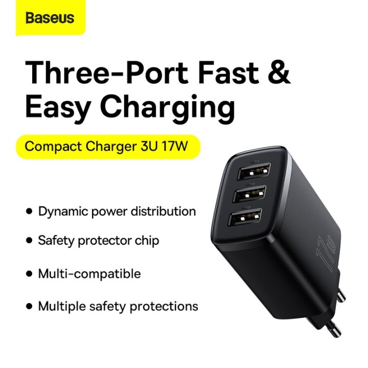 Baseus Compact Charger 3U 17W EU | Lazada PH