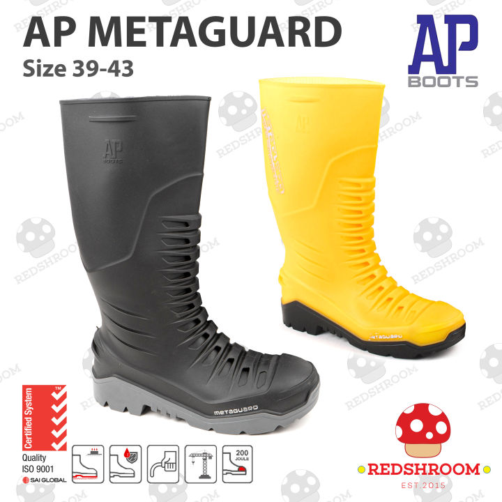 Sepatu Boot Safety Tinggi METAGUARD - AP BOOTS Kuning Hitam Abu - Toe ...
