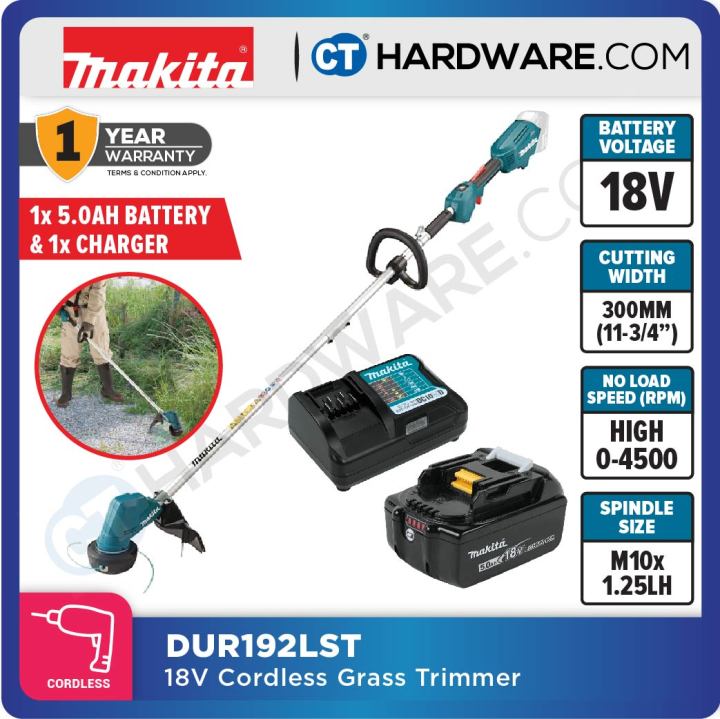 MAKITA DUR192 CORDLESS GRASS TRIMMER 18V | 300MM (11-3/4") | M10 x 1.25 ...