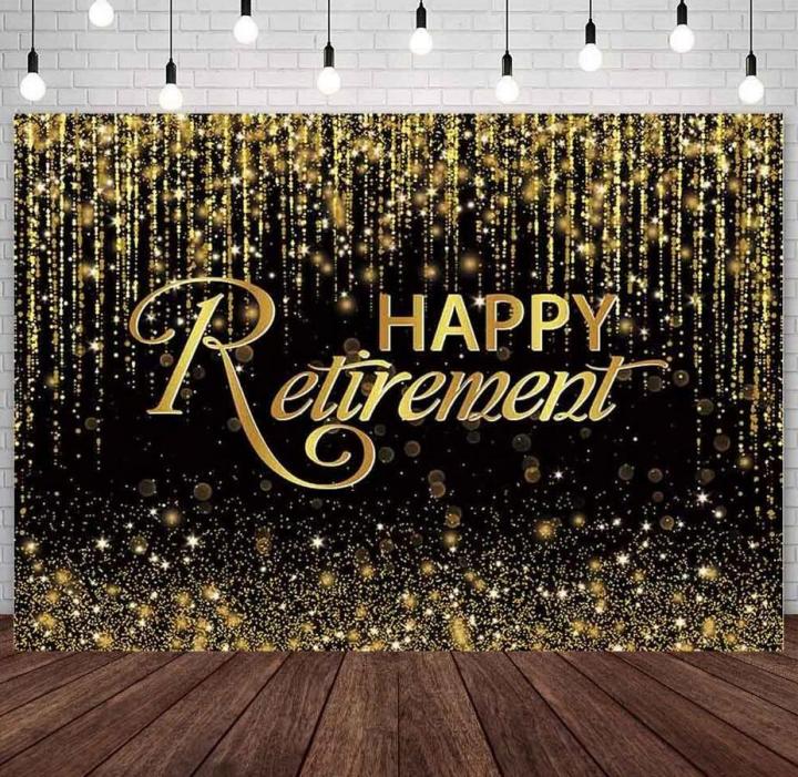7x5ft Happy Retirement Backdrop Black and Gold Glitter Photography ...