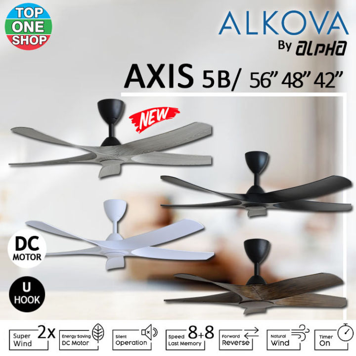 Alkova (ALPHA) AXIS-5B 56/ 48/ 42 Inches DC Motor Remote Ceiling Fan ...