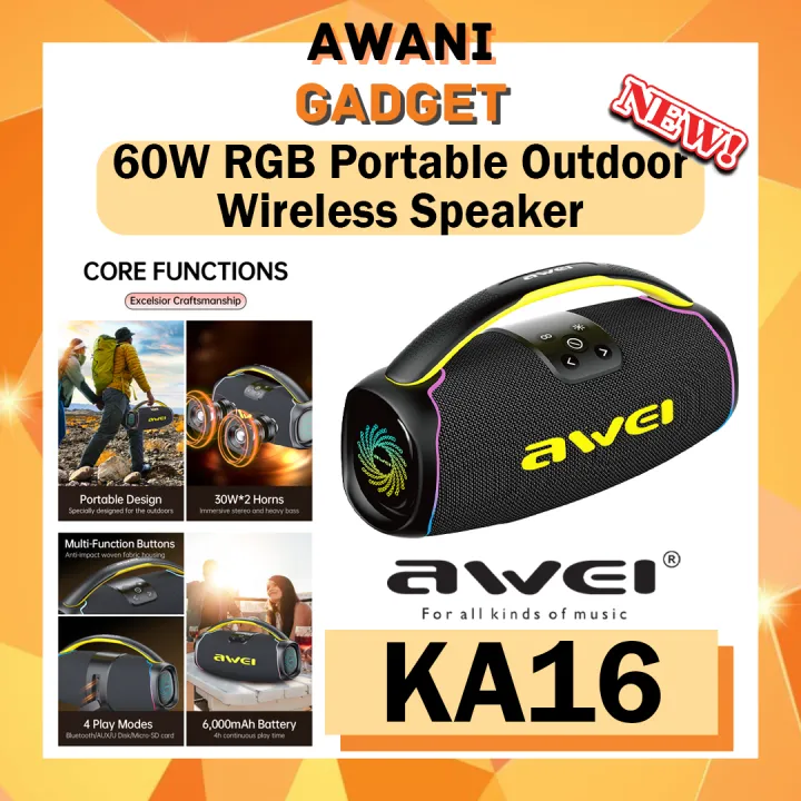 Awei KA16 Outdoor Speaker Wireless Speaker 60W Portable RGB TWS Awei Bluetooth Speaker | Lazada