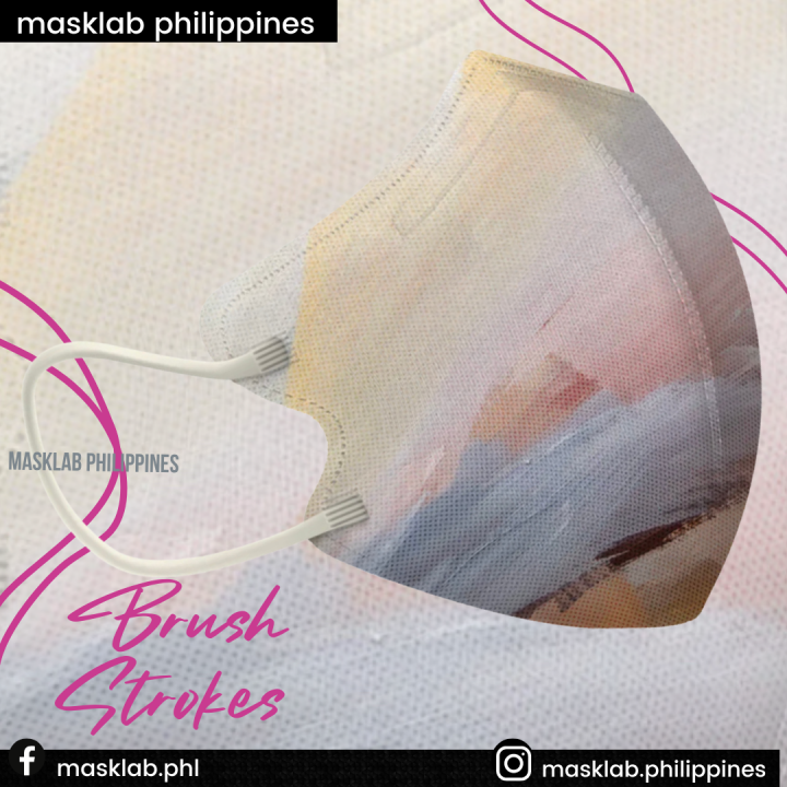 masklab : BRUSH STROKES - 2D SLIM FIT MASK - 3PLY SIZE : ADULT MEDIUM , LARGE : ( 5 PCS ...
