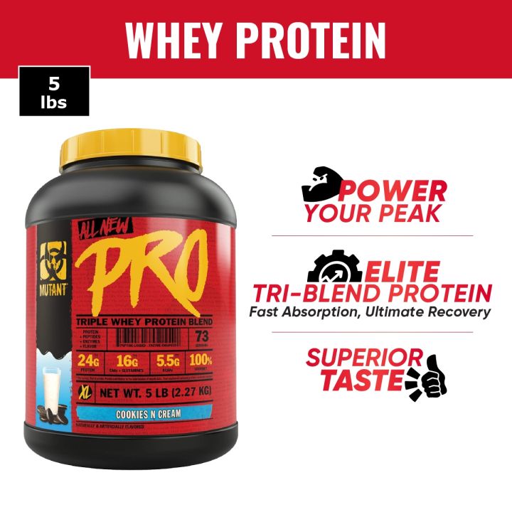 Mutant Pro, Triple Whey Protein Powder, Enhanced Amino Acid Absorption ...