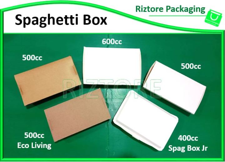 25Pcs/Pack Spaghetti Boxes (Brown/Silver/White) 400cc, 500cc and 600cc ...