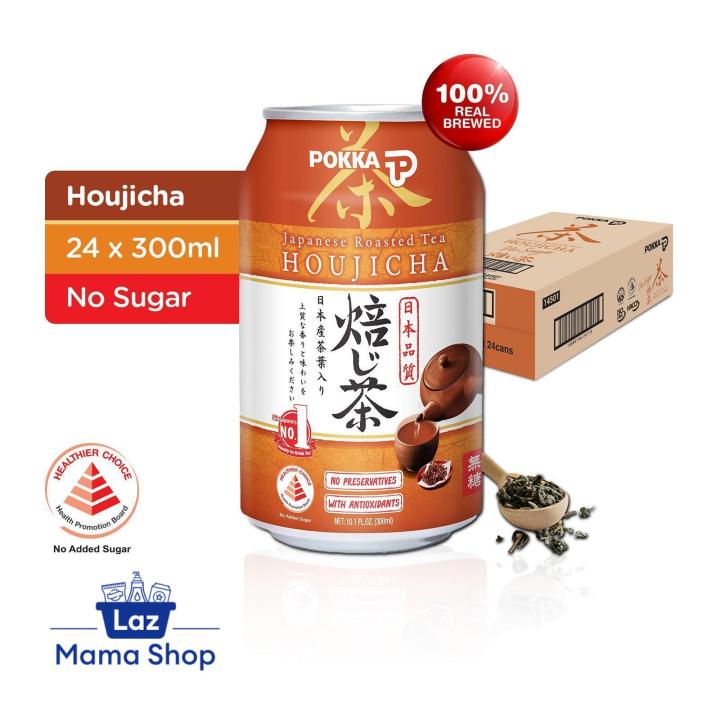 Pokka Houjicha Japanese Roasted Green Tea No Sugar (24 x 300ML) - Case ...