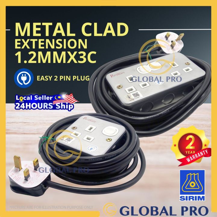 [SIRIM] 13AMP HEAVY DUTY Single / Double Metal Clad Trailing Extension ...