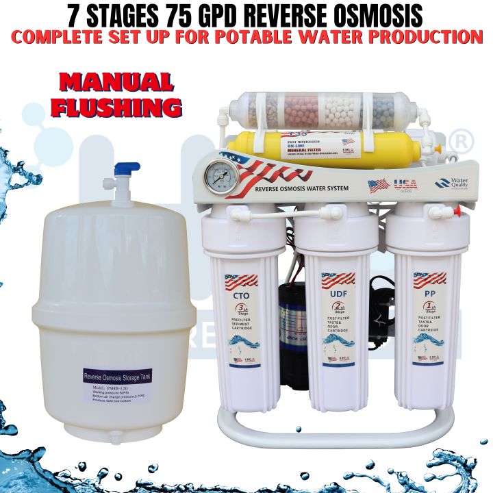 Water Filter Purifier Reverse Osmosis 75 GPD 7 Stages Complete Set Up ...