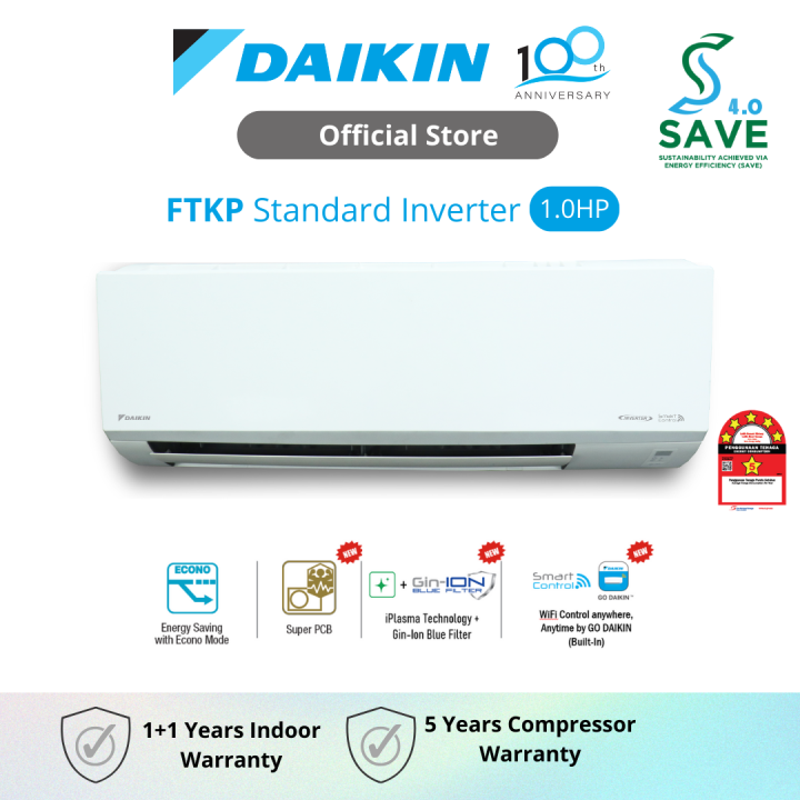 DAIKIN Standard Inverter Air Conditioner - FTKP R32 (1.0HP) FTKP28A / RKP28A-3WMY-LF | Lazada