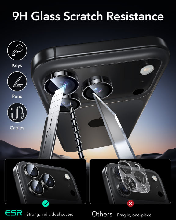 ESR กระจกเลนส์กล้องสำหรับ iPhone 14-17 (Plus & Pro & Pro Max) รุ่น ...