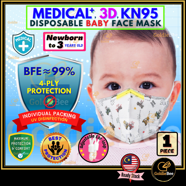 Baby Face Mask 0-3 KN95 / KF94 / 3D Medical 3D 4ply Kid Face Mask 4 ...